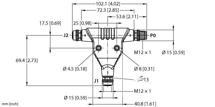 M12 Power Splitters - T-Splitter