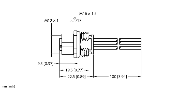 M12 Power Receptacle - Front-mounted